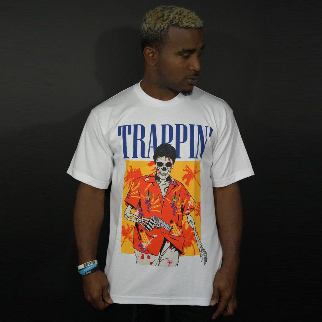 Trappin Skullface - White T-Shirt – Million Dolla Motive