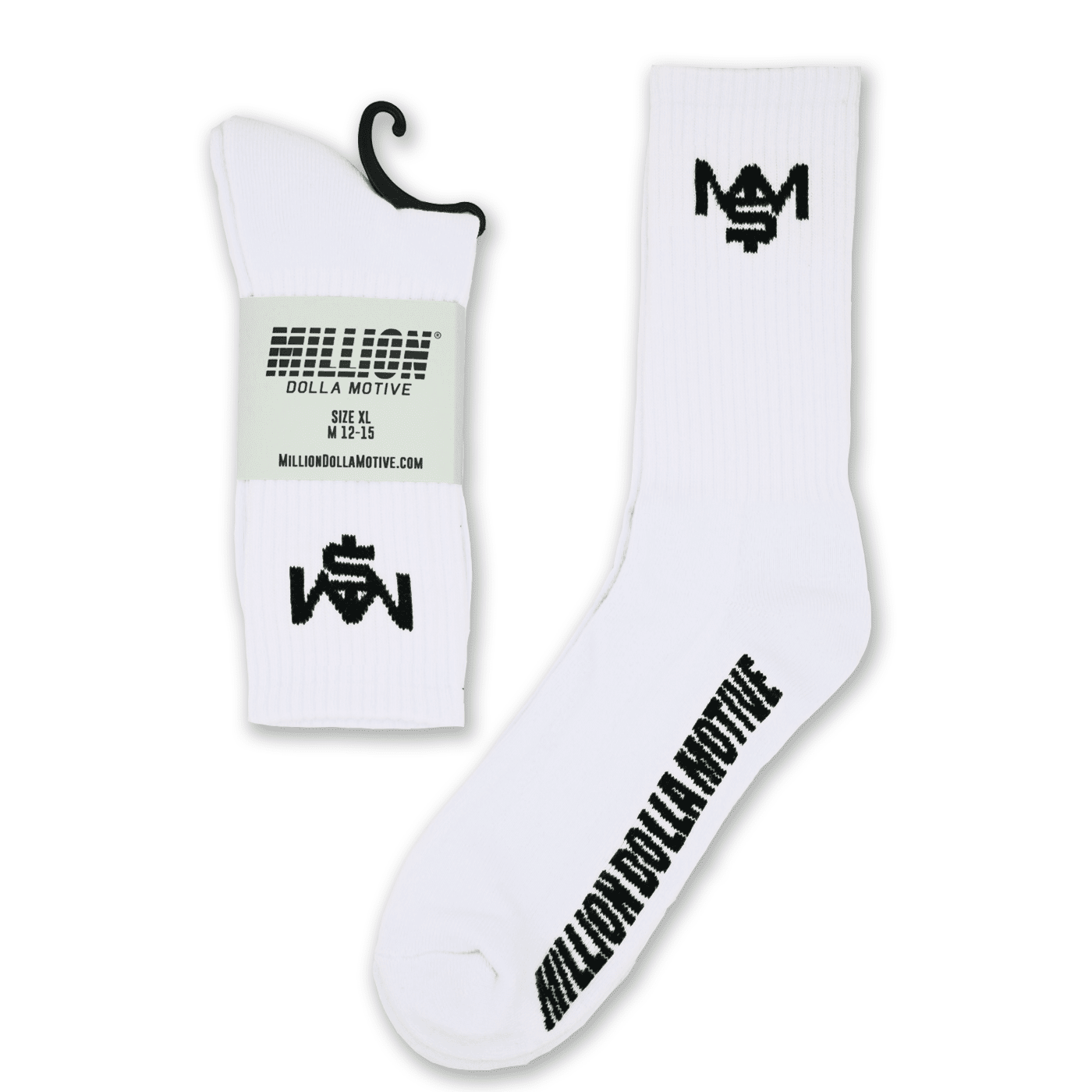 M$M - White Crew Socks (2 Pairs) – Million Dolla Motive