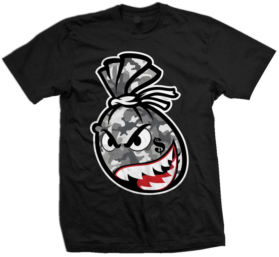 Grey Camo Money Bag - Black T-Shirt – Million Dolla Motive